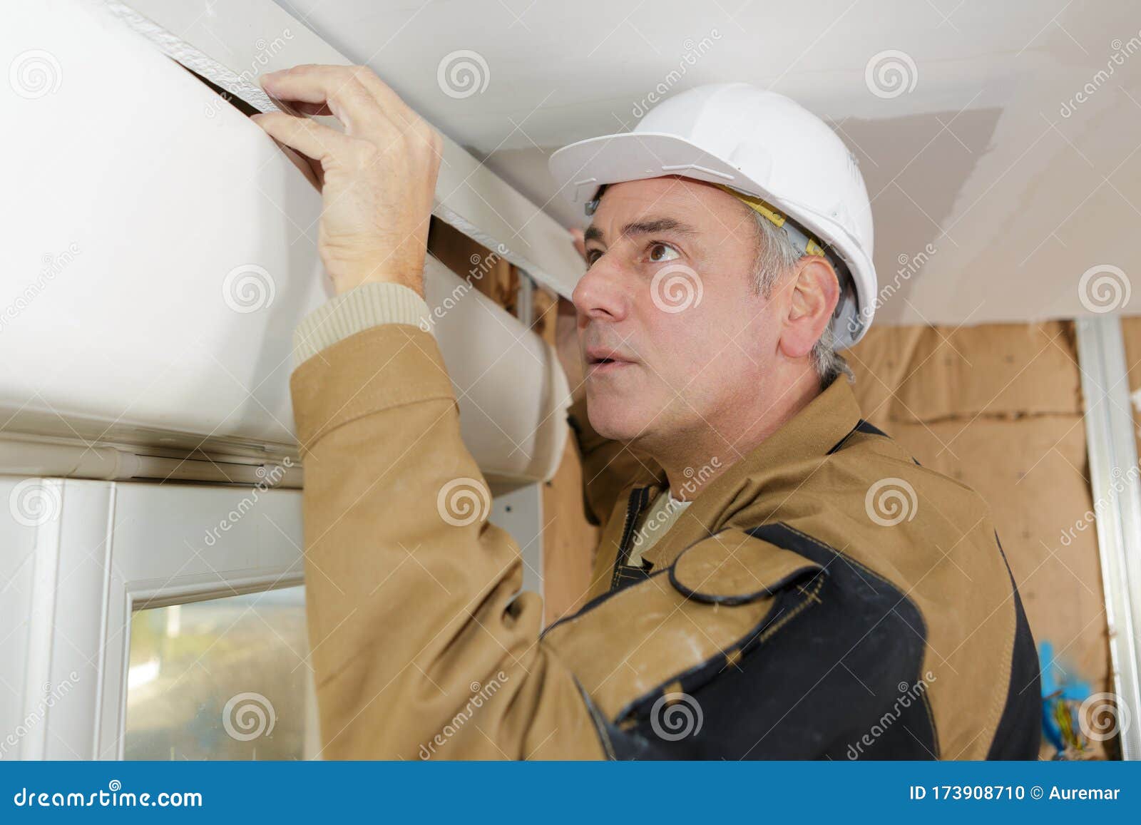 Man Worker Adjusting Blinds Molding Stock Photo - Image of installation ...