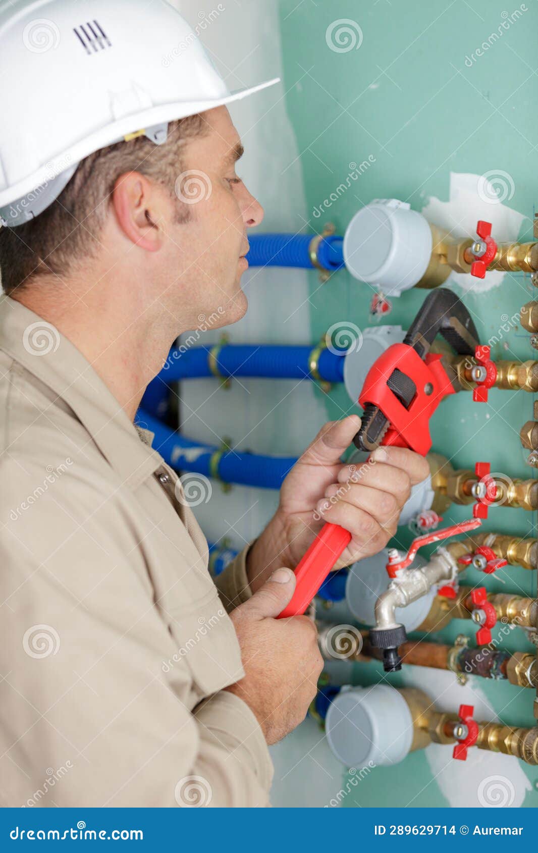 Man Worker Adjusting Water Meter Stock Photo - Image of valve, meter ...