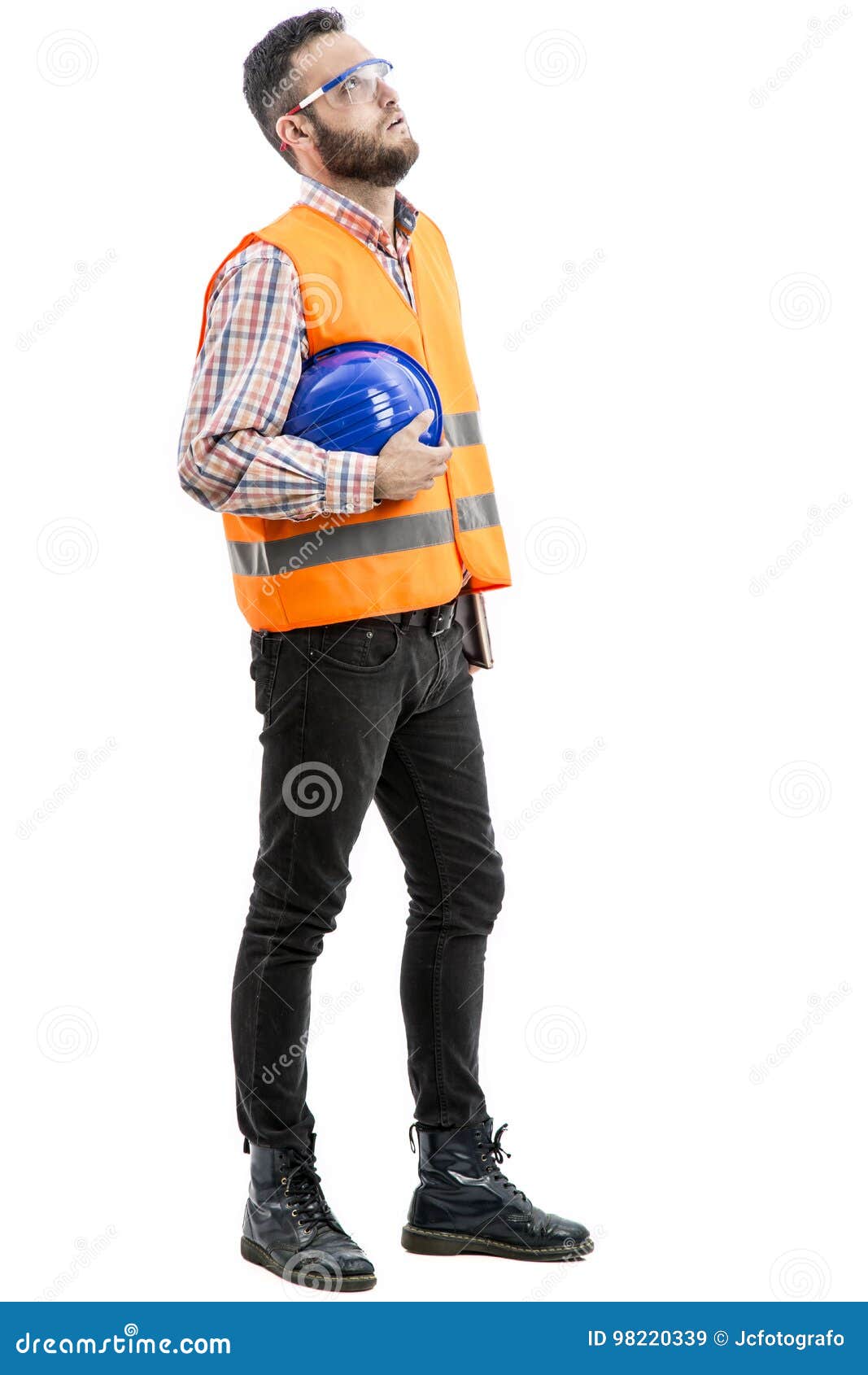 Man worker with big head stock image. Image of beard - 98220339