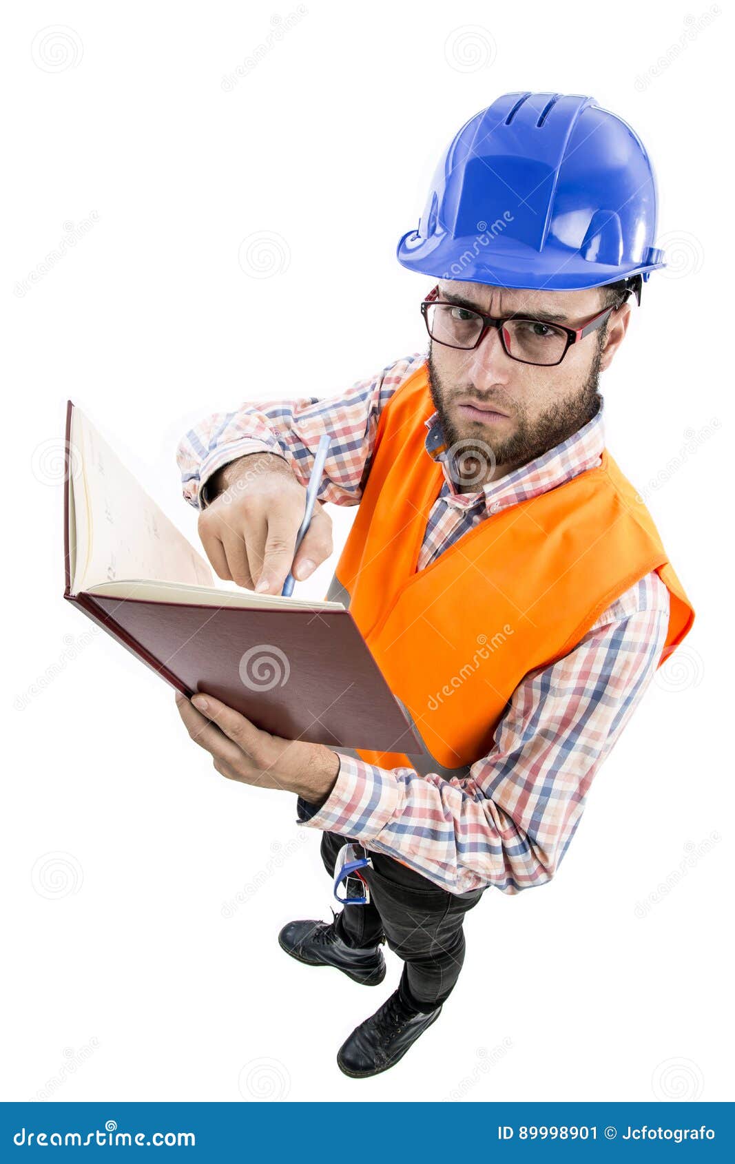 Man worker with big head stock image. Image of occupation - 89998901