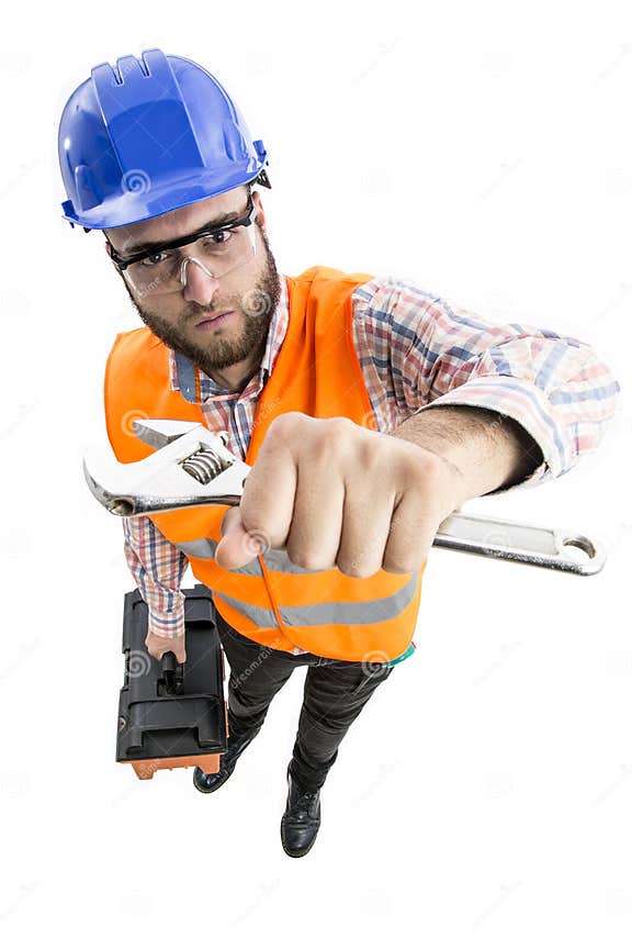 Man worker with big head stock image. Image of large - 91619413