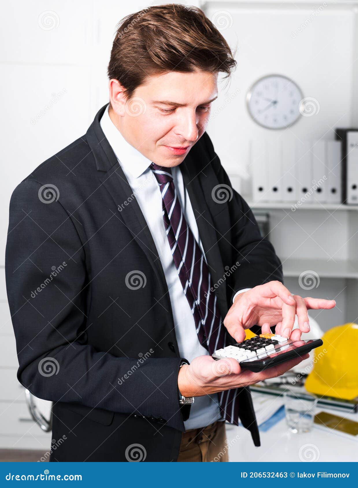 Man Worker Calculating in the Office Stock Image - Image of work, shape ...