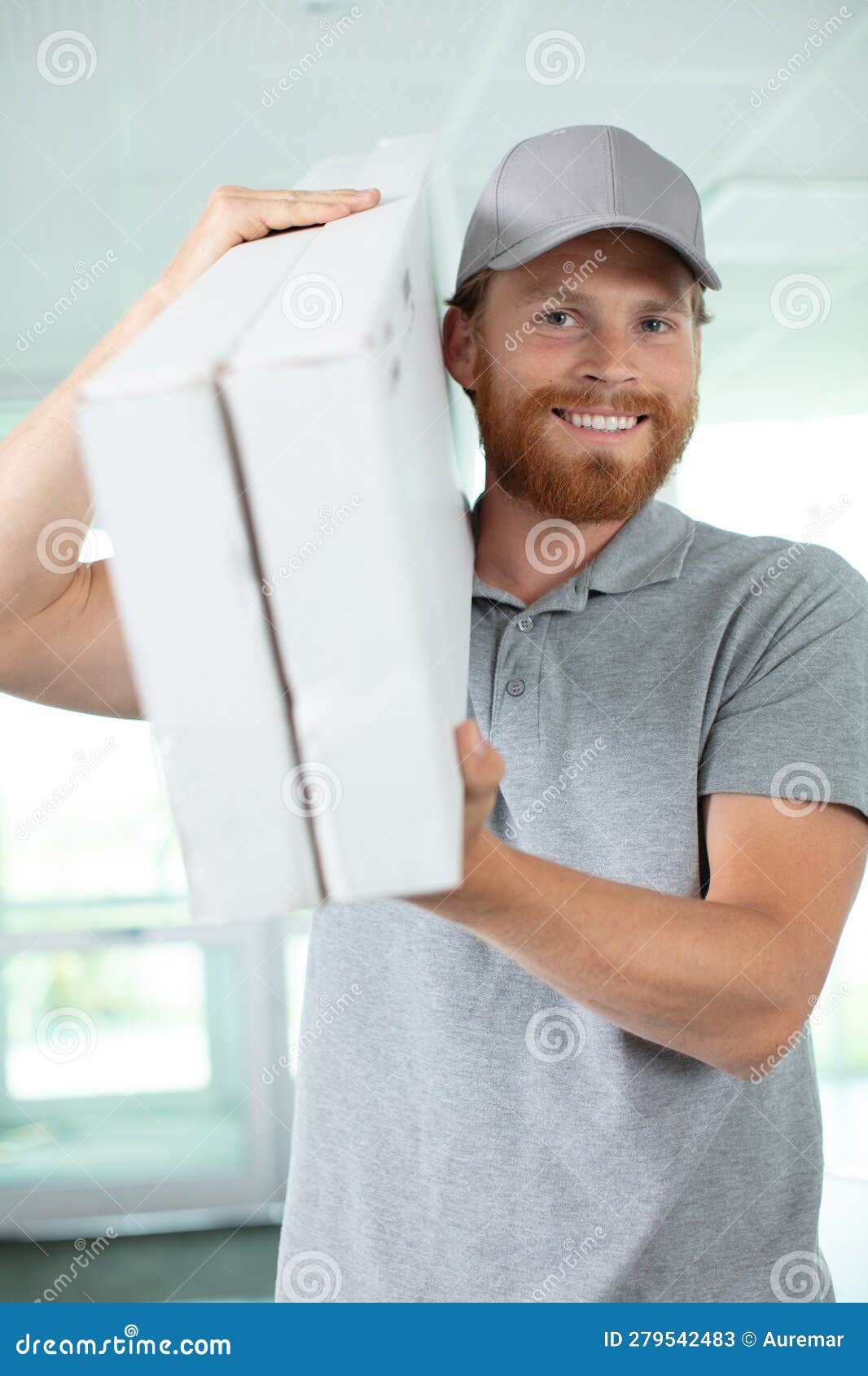Man worker carrying box stock image. Image of container - 279542483