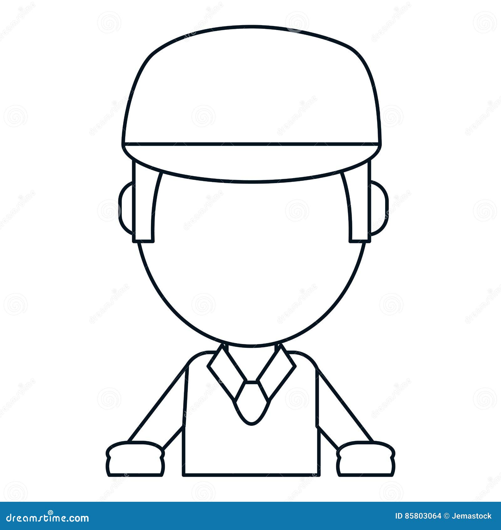 Man Worker Clipboard and Cap Thin Line Stock Vector - Illustration of ...