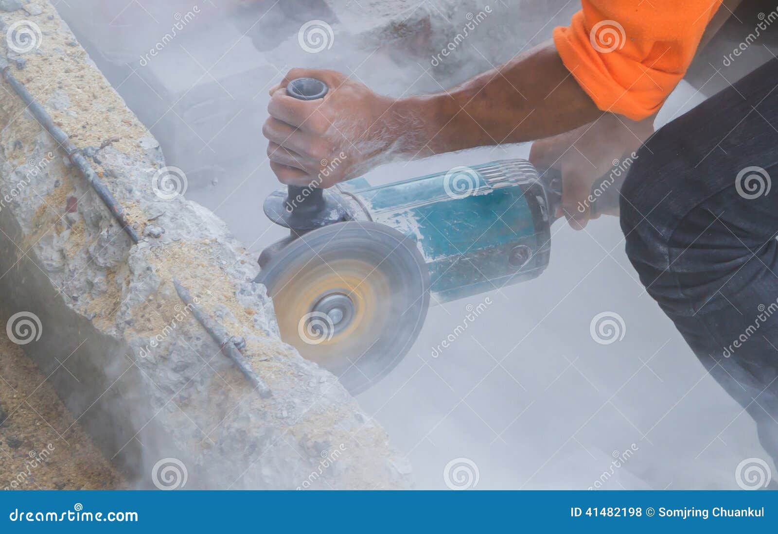 Man Worker Cutting Concrete Stock Photo - Image of work, professional ...