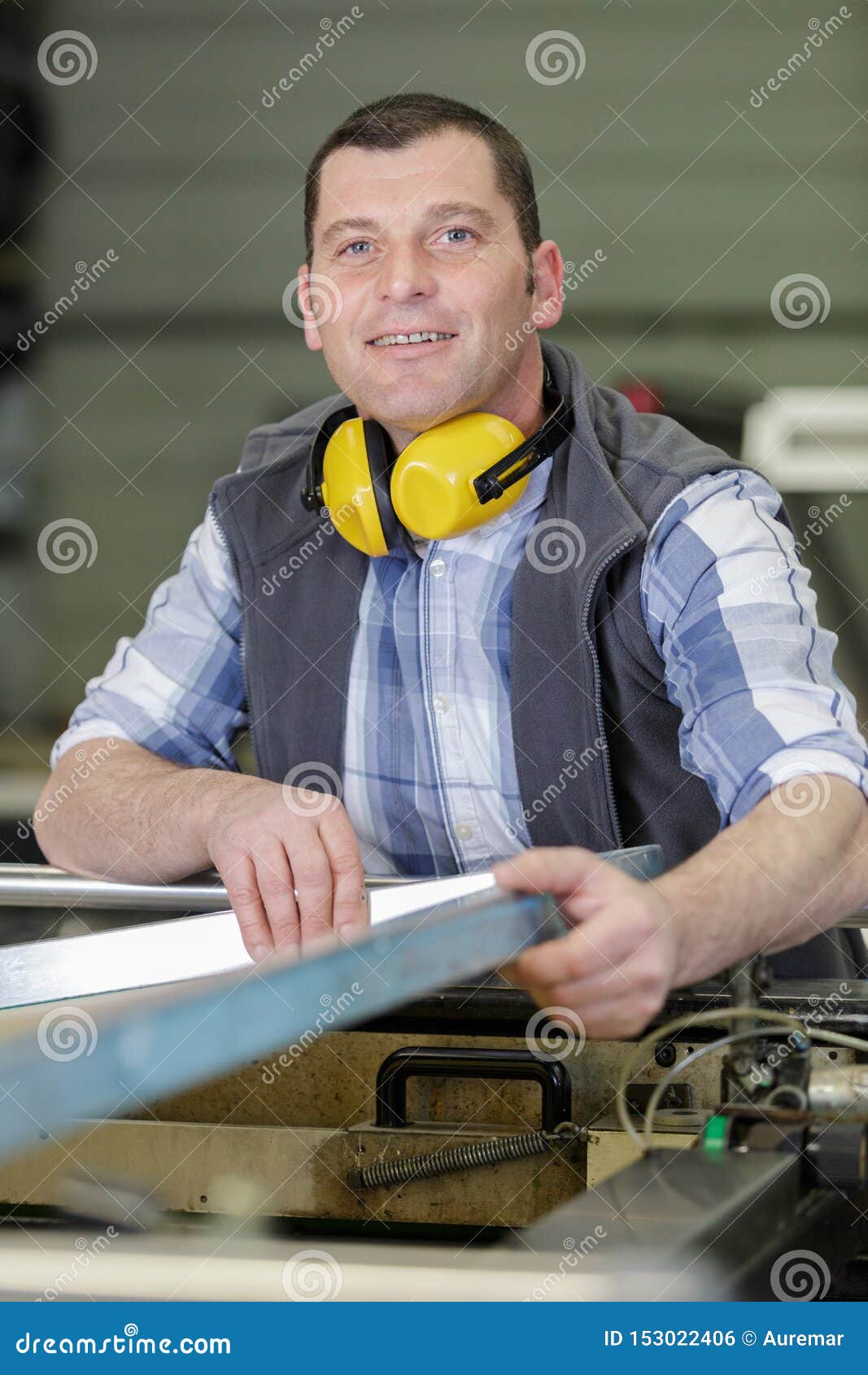 Man Worker Demonstrating Window Frame in Workshop Stock Photo - Image ...