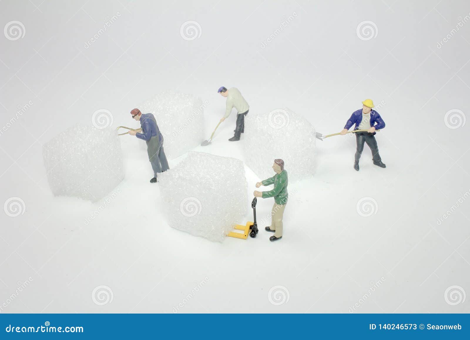 A Man Worker Figure Using a Trolley Towing Stock Image - Image of ...