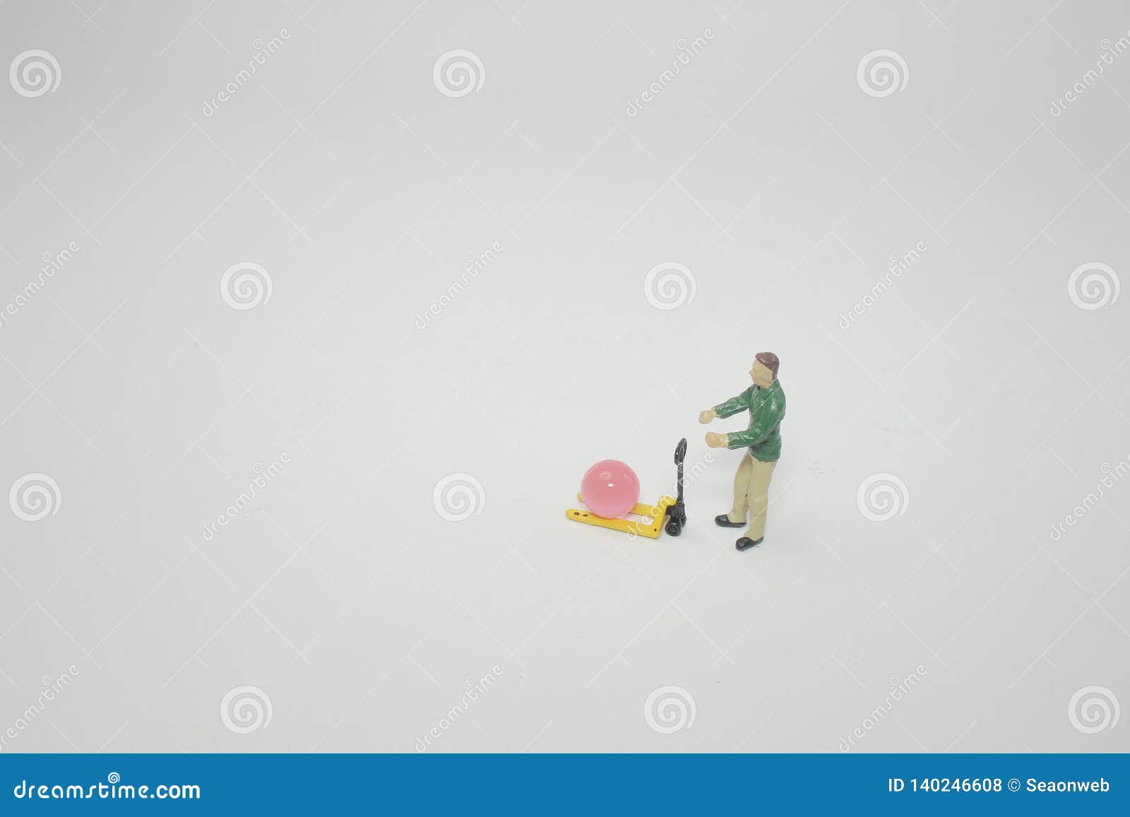 A Man Worker Figure Using a Trolley Towing Stock Photo - Image of ...