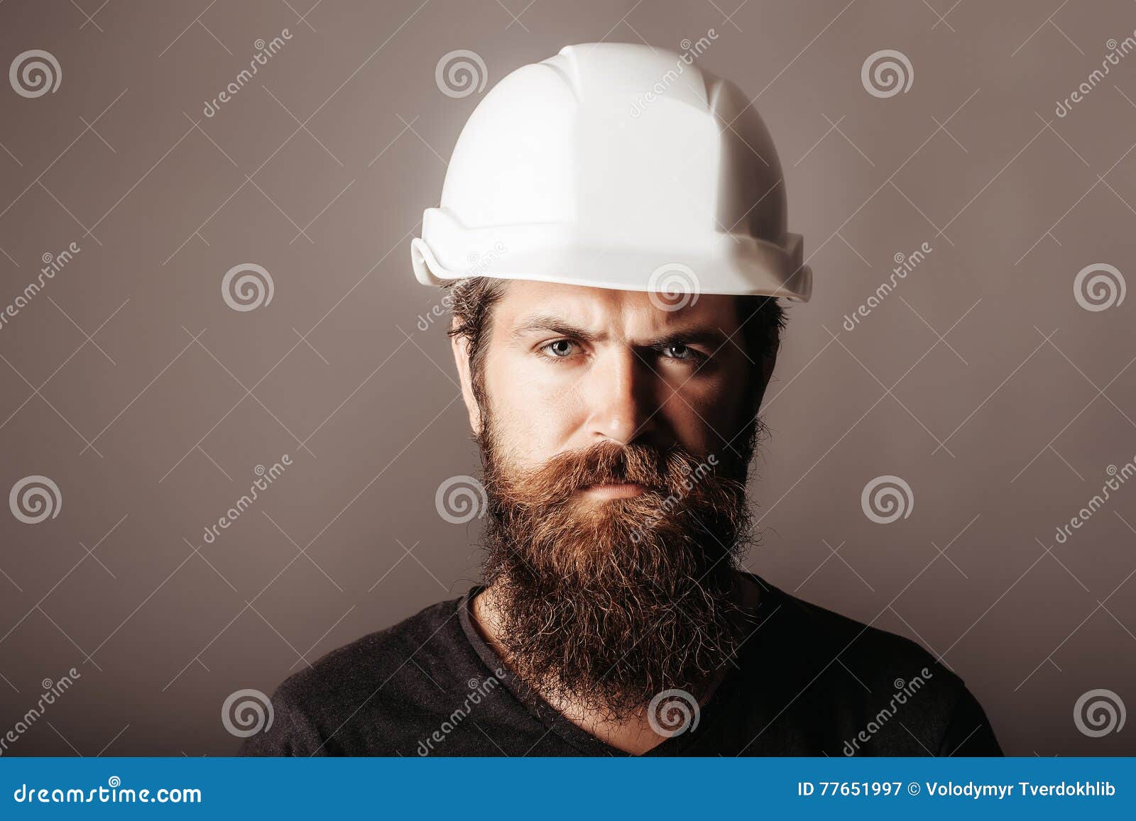 Man Worker in Helmet of Builder Stock Image - Image of bearded, helmet ...