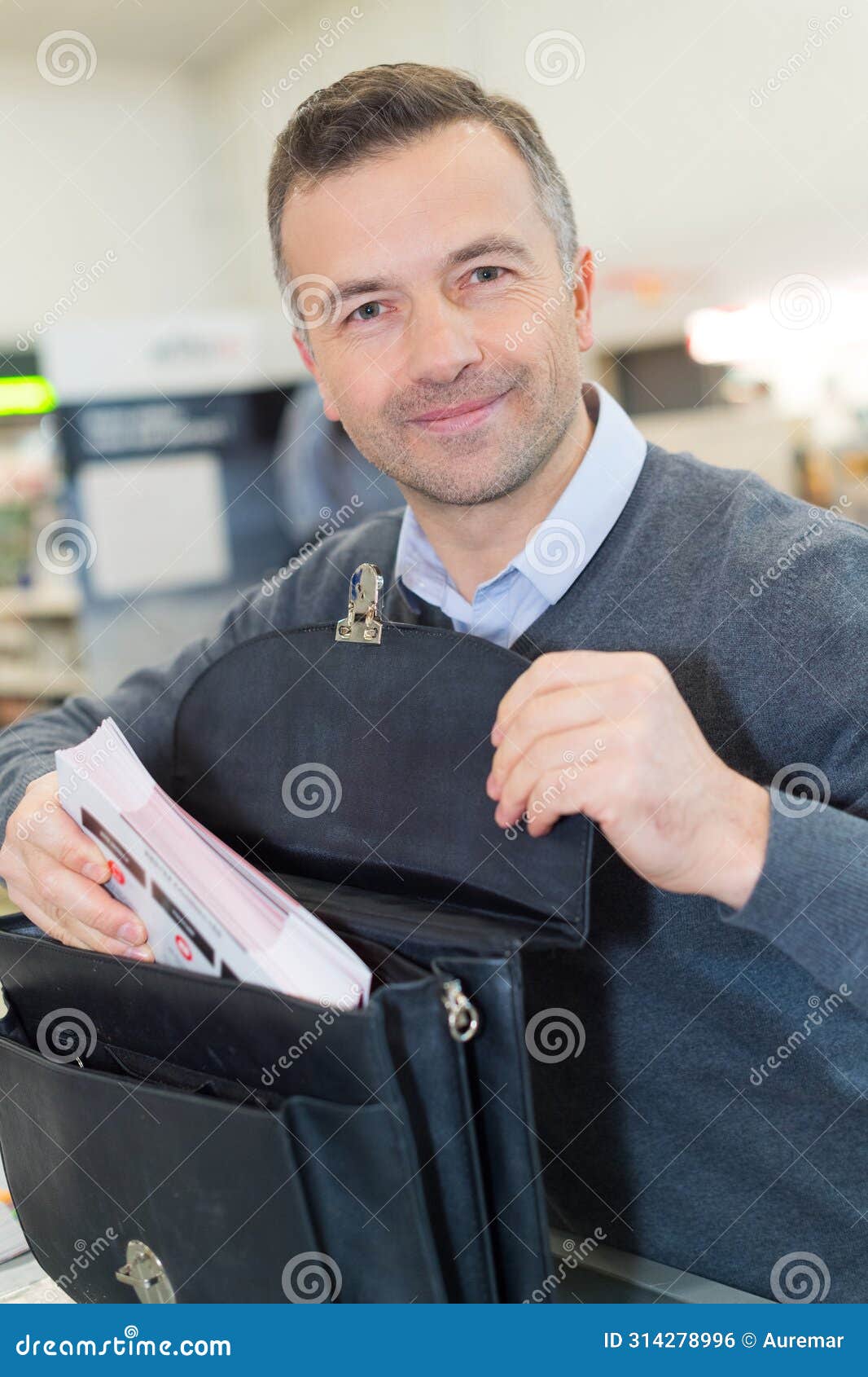Man Worker Holding Files at Documentation Office Stock Photo - Image of ...