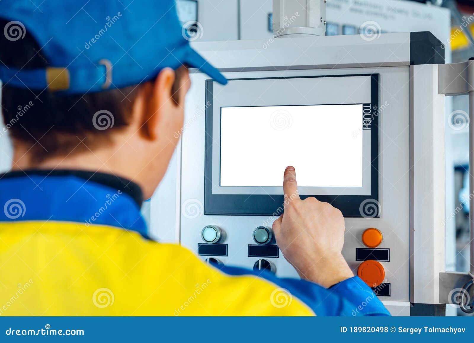 Man Worker in Manufacturing Plant at Cable Factory Machine Control ...