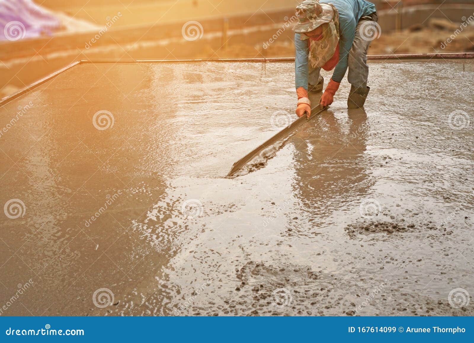 Worker Plastering House Walls, Finishing Walls. Wall Screeding ...