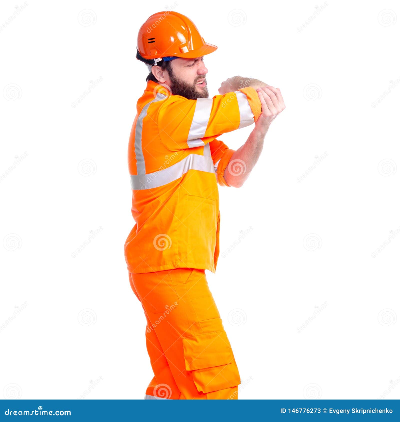 Man Worker Road Constructor Hand Arm Hurts Ache Stock Image - Image of ...