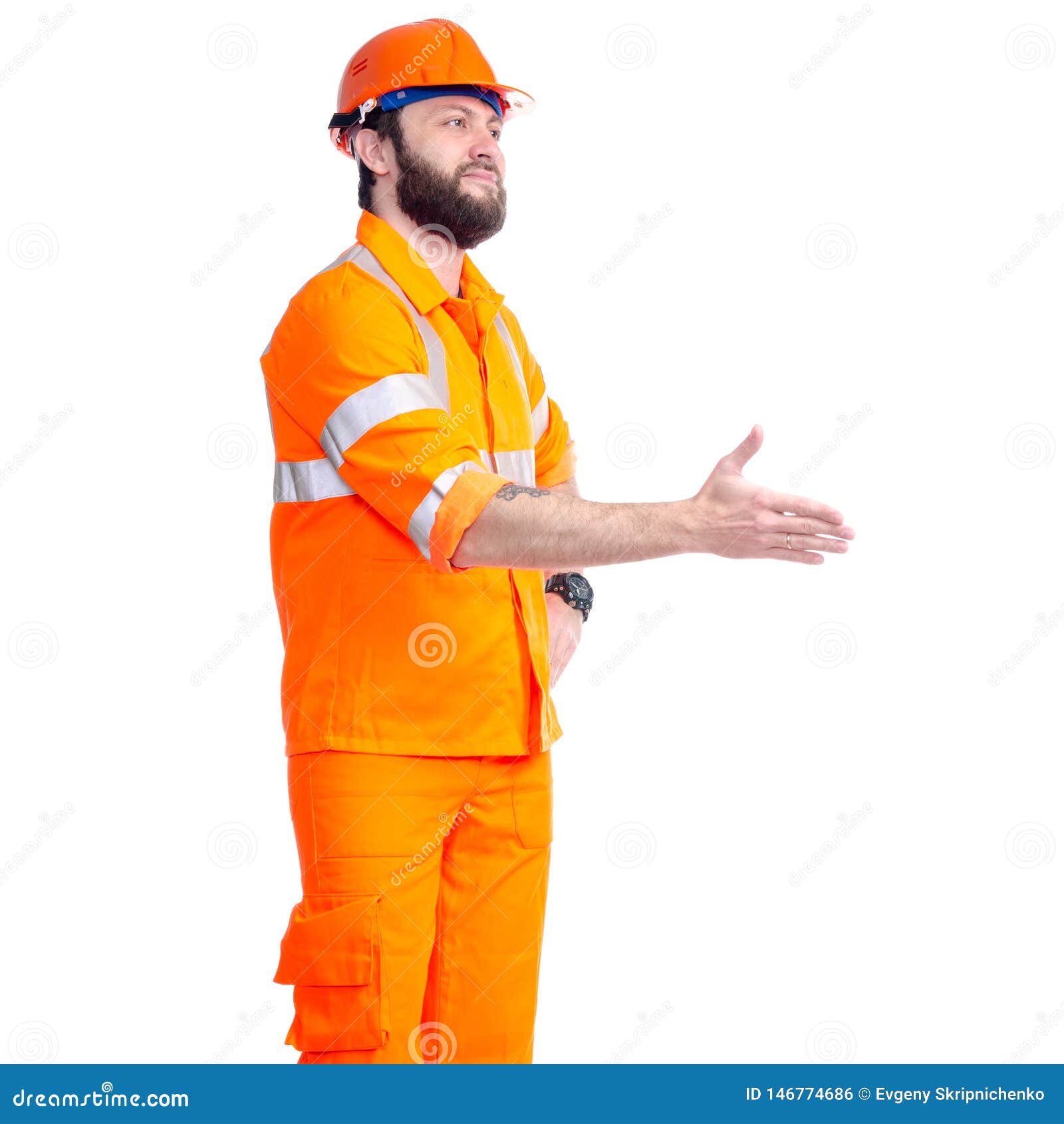 Man Worker Road Constructor Smiling Handshake Stock Photo - Image of ...