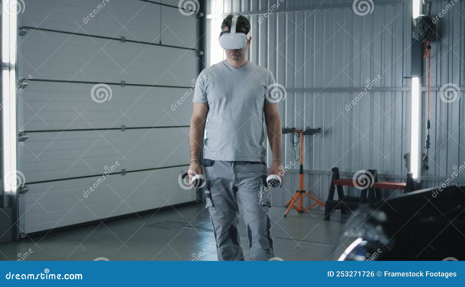 Male Mechanic in VR Headset Checking a Car Stock Photo - Image of male ...