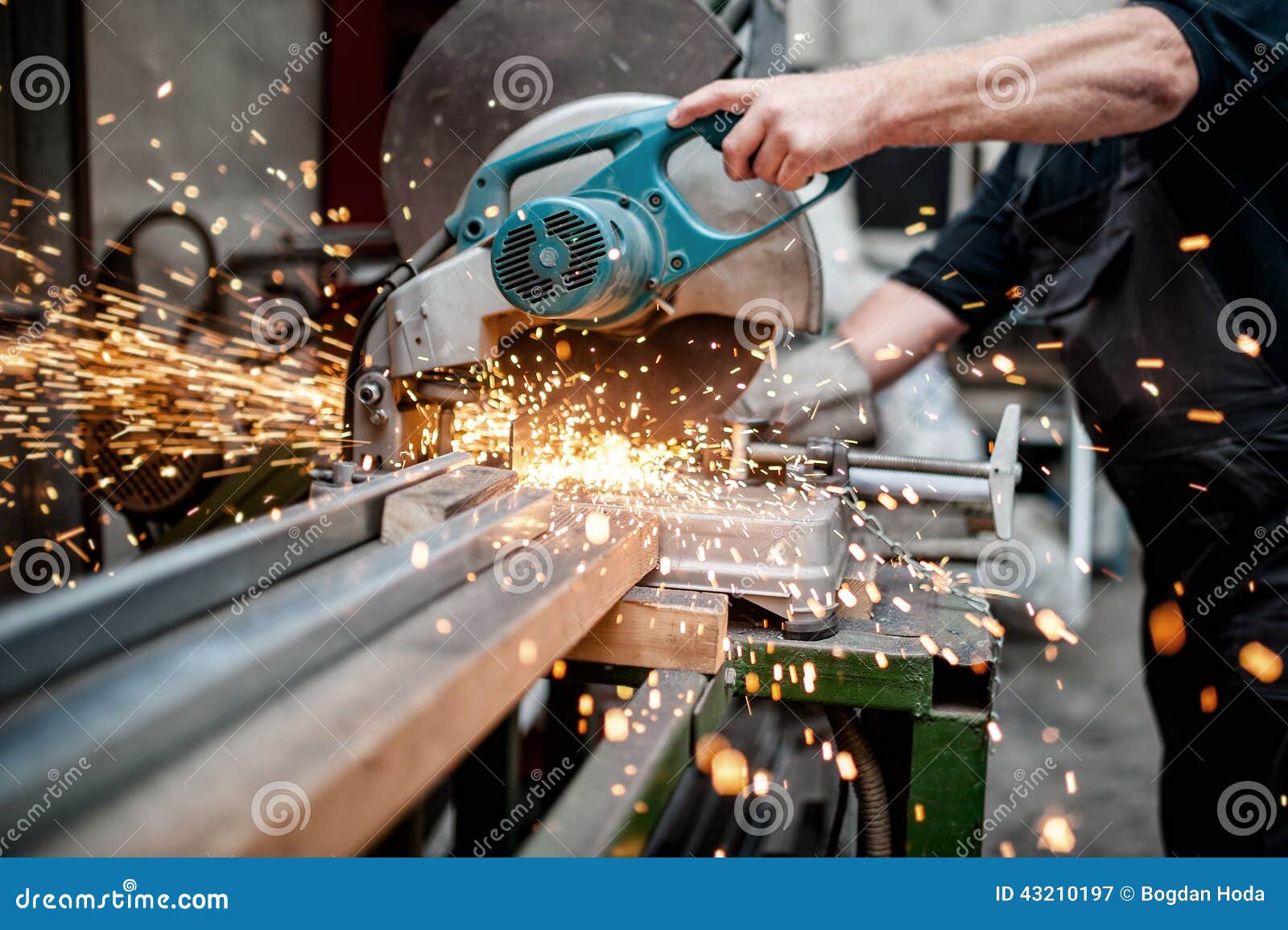 Man, Worker Using A Sliding Compound Mitre Saw Royalty-Free Stock Photo ...
