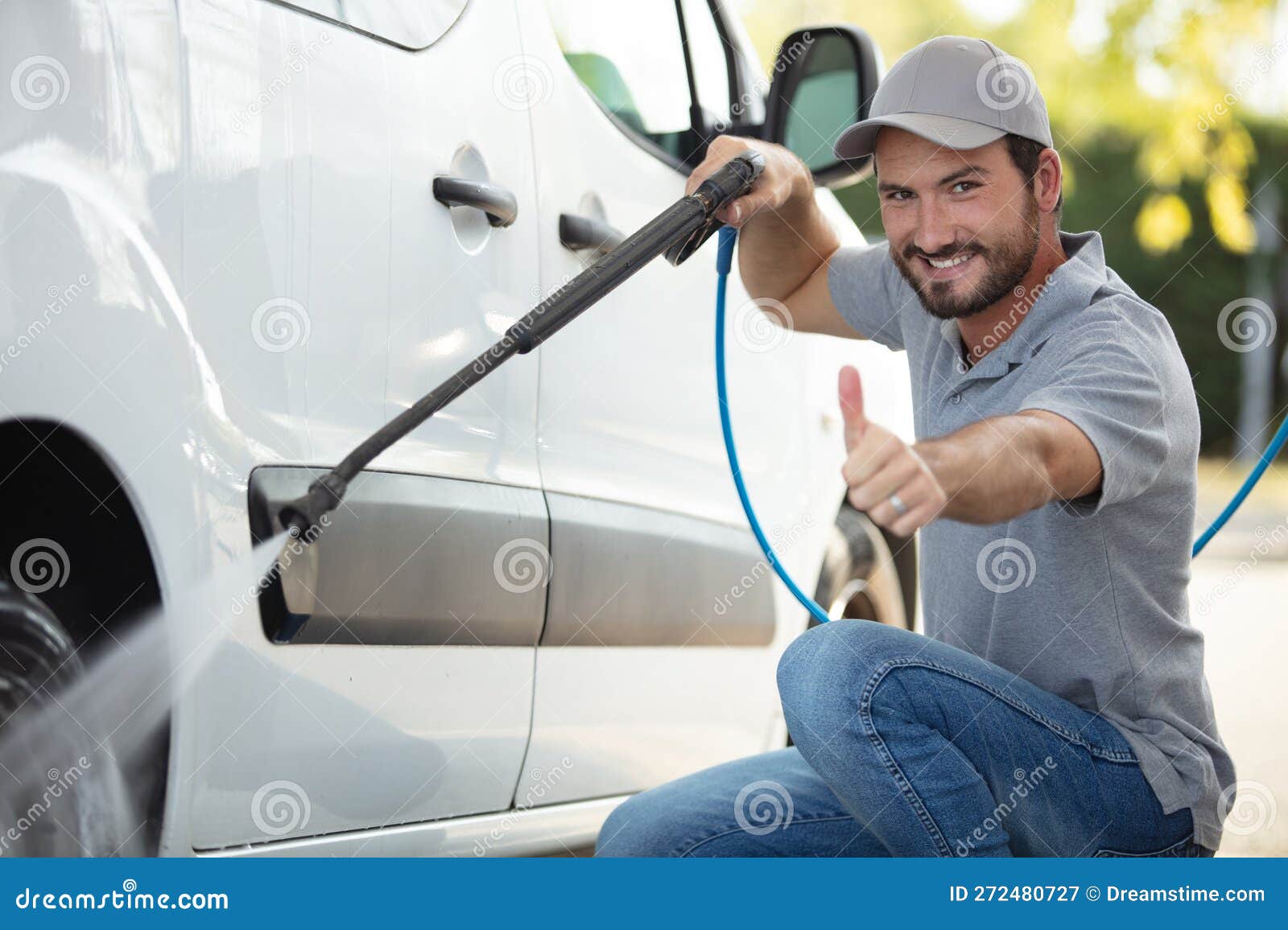 Man Worker Washing Car on Car Wash Stock Image - Image of toned, glass ...