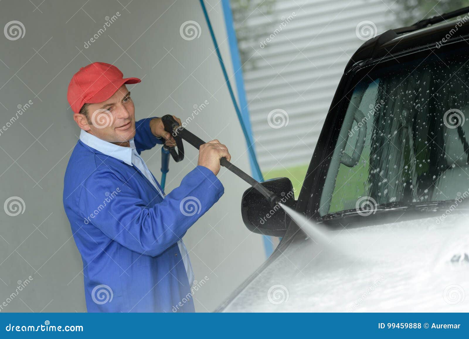 Man Worker Washing Car on Car Wash Stock Photo - Image of blur, clean ...