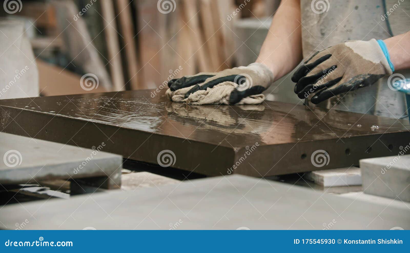 A Man Worker Washing a Concrete Slab Stock Photo - Image of work ...