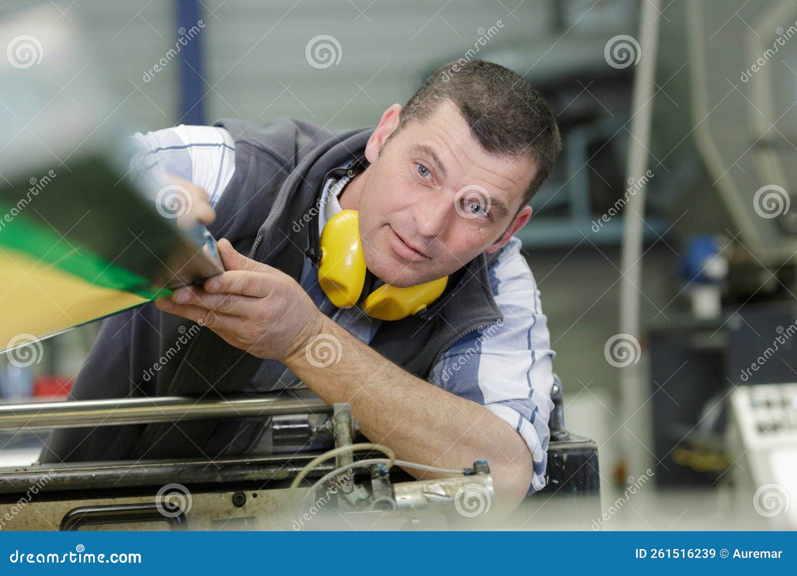 Man Worker Working on Tool Machine in Factory Stock Image - Image of ...
