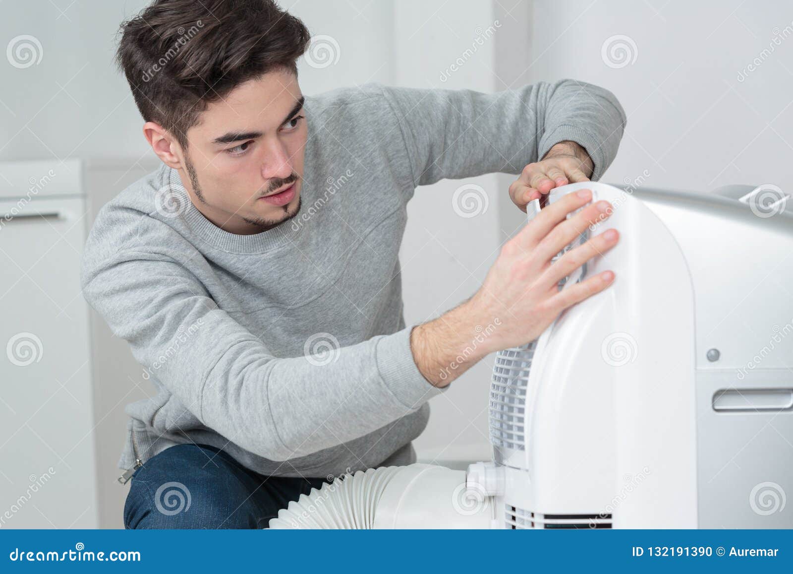 Man Working on Air Conditioning Unit Stock Photo - Image of repair ...