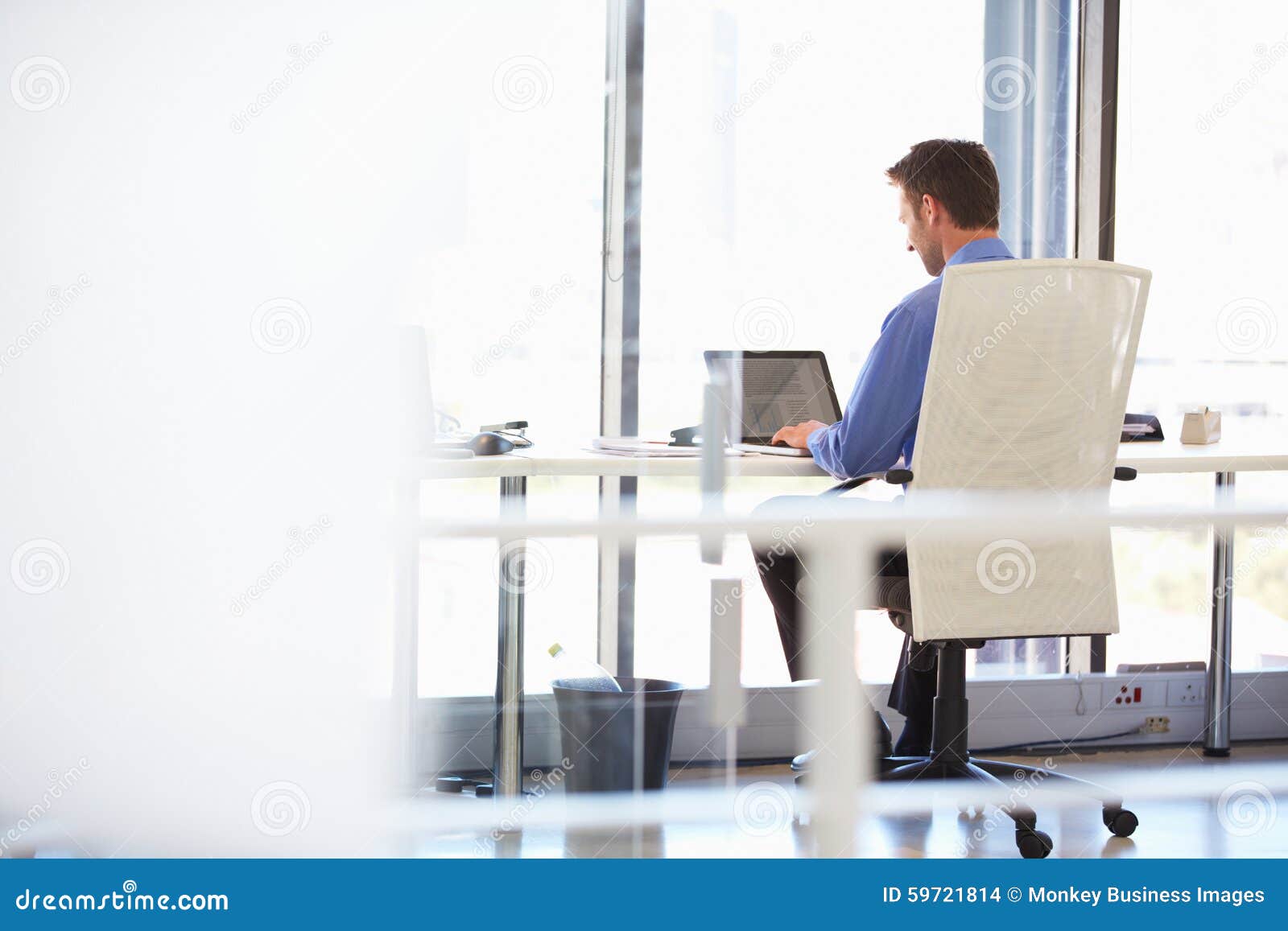 Man Working Alone in a Modern Office Stock Photo - Image of work ...