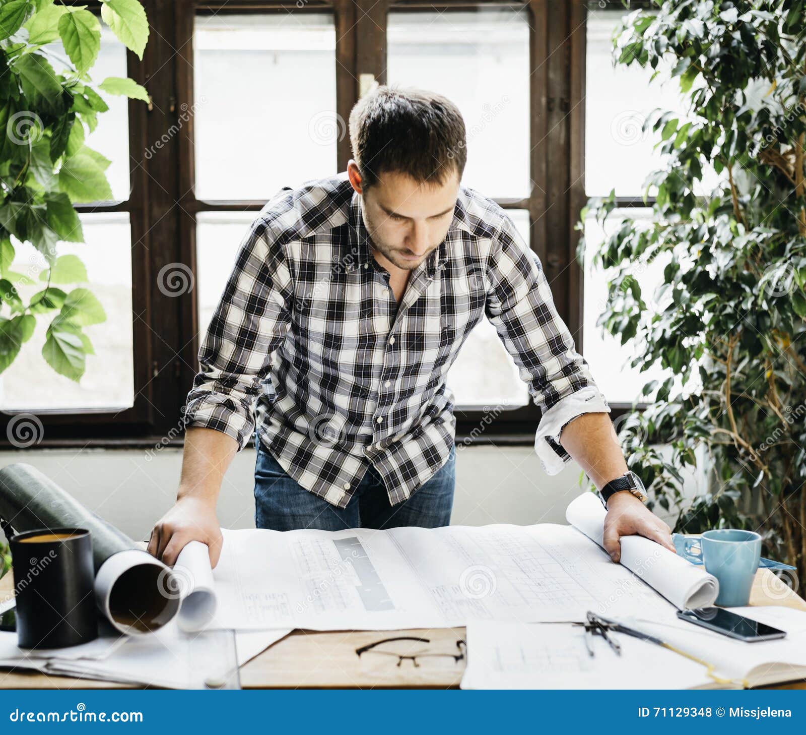 Man Working on Architectural Project Stock Photo - Image of filter ...