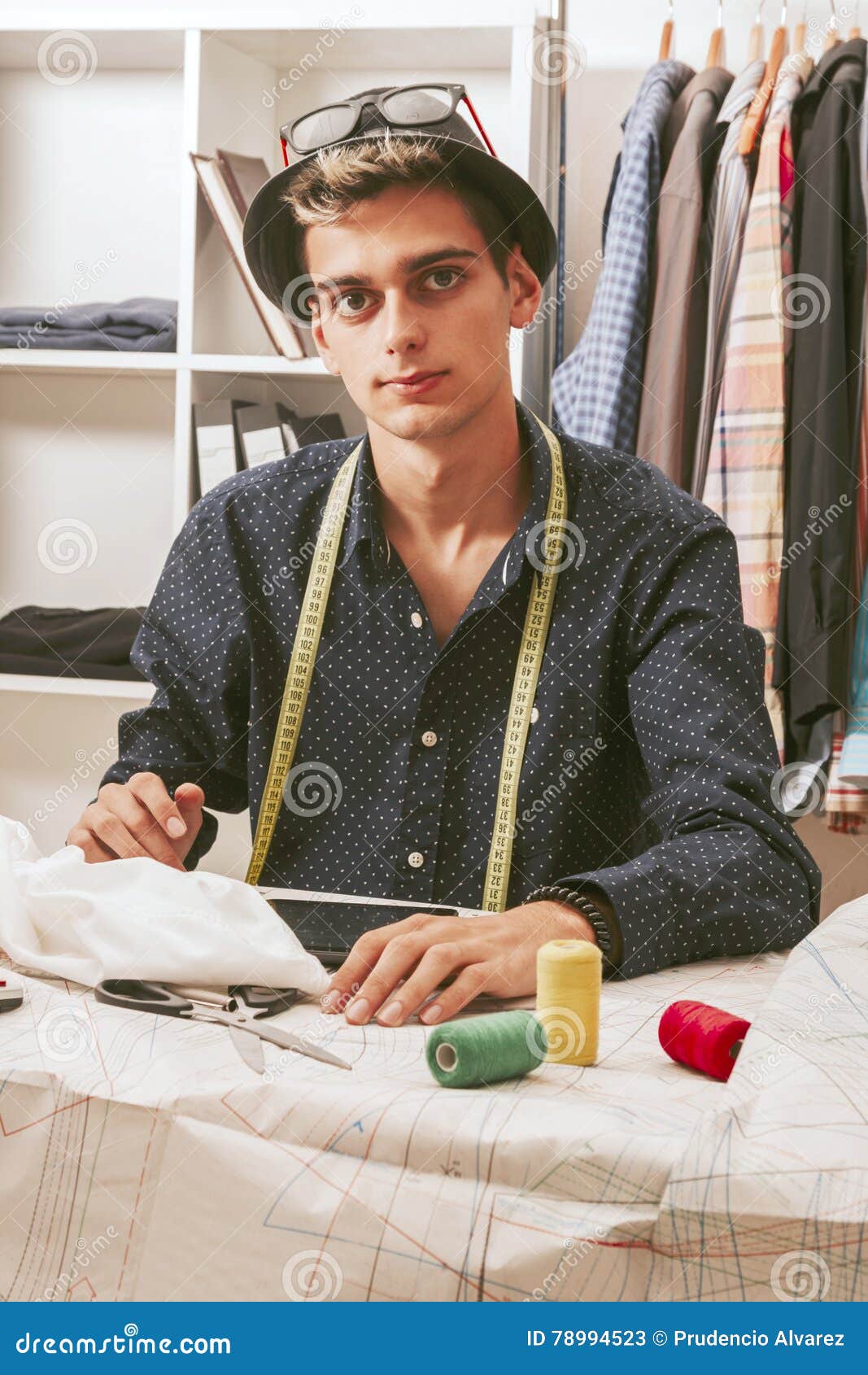 Man Working As Fashion Designer Stock Image - Image of clothing ...