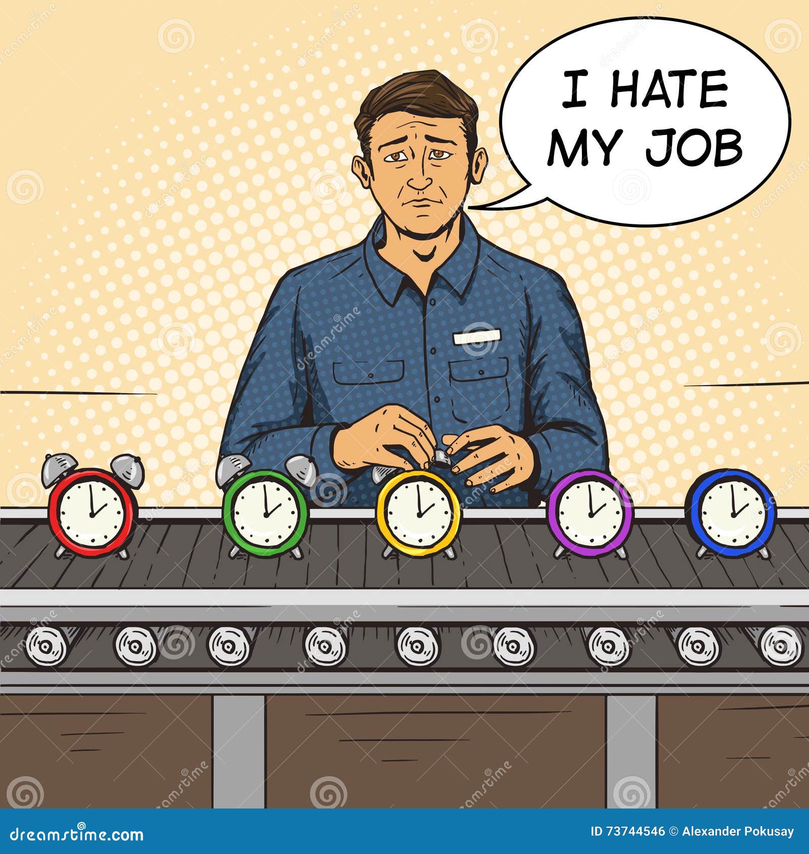 Man Working on Assembly Line Pop Art Style Vector Stock Vector ...