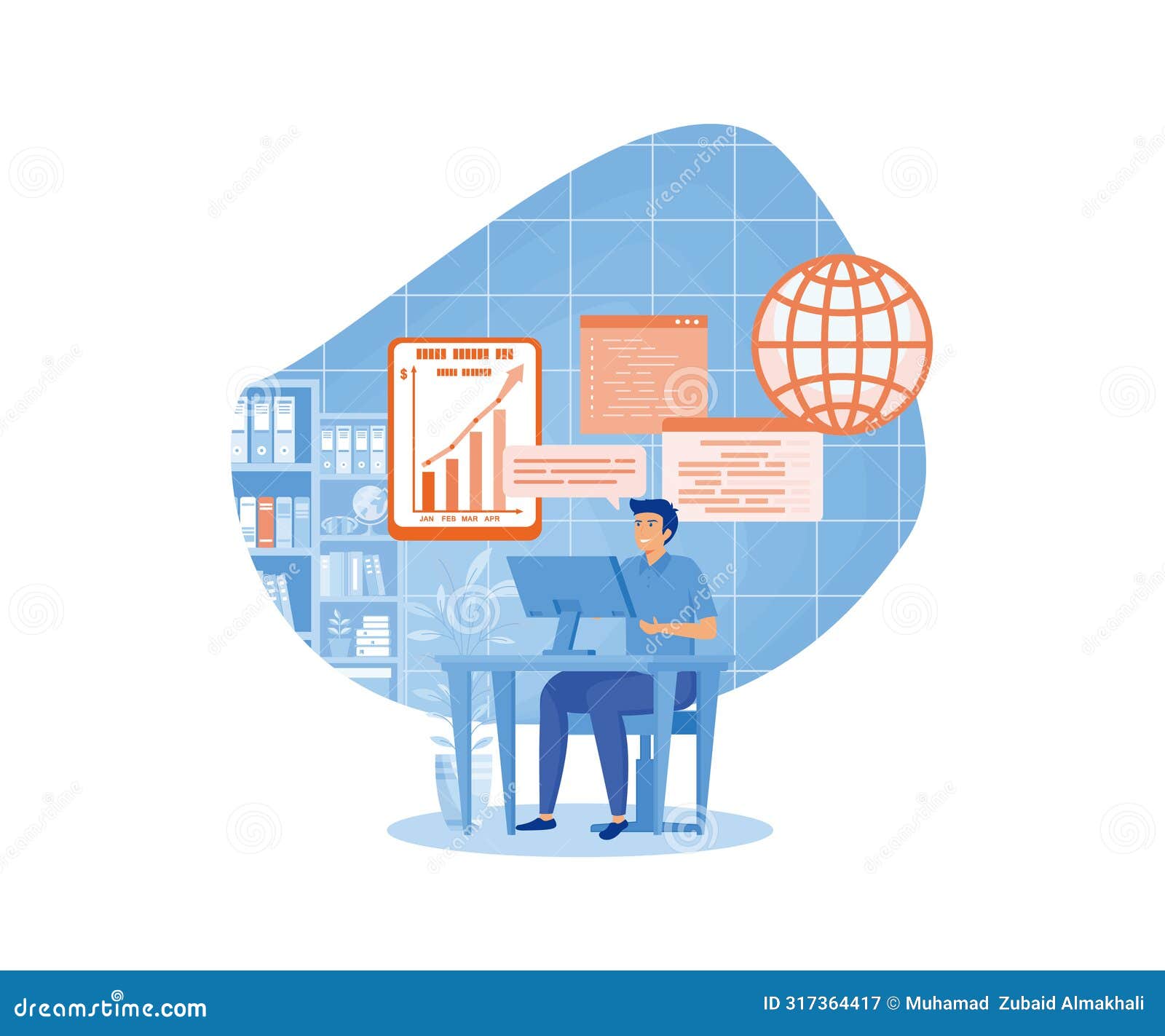 Man Working With Big Data And Databases Using Laptop And Excel Tables Office Worker Making