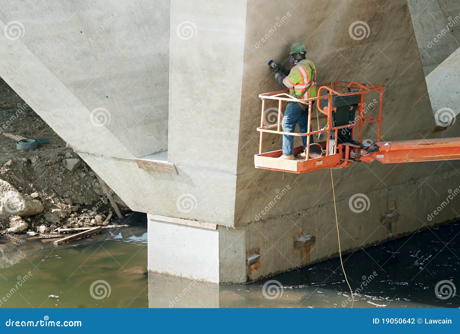 Man Working on Bridge stock photo. Image of cement, construction - 19050642