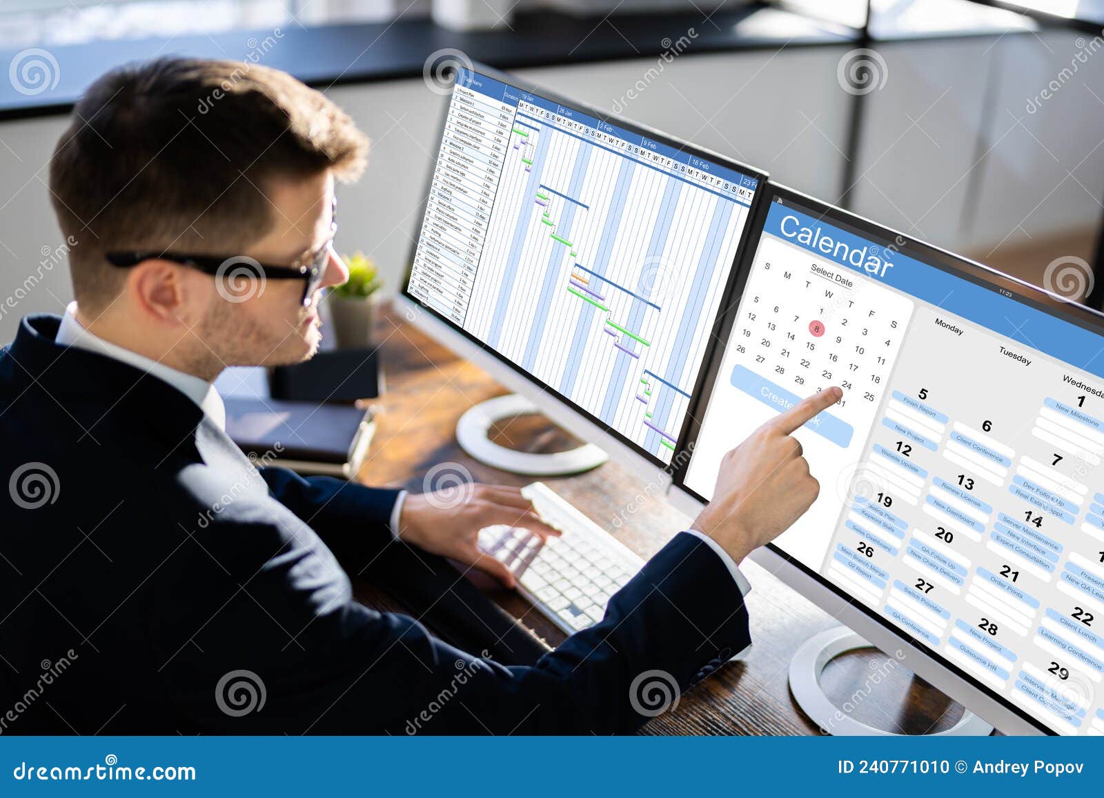 Man Working on Calendar Agenda Schedule Stock Photo - Image of list ...