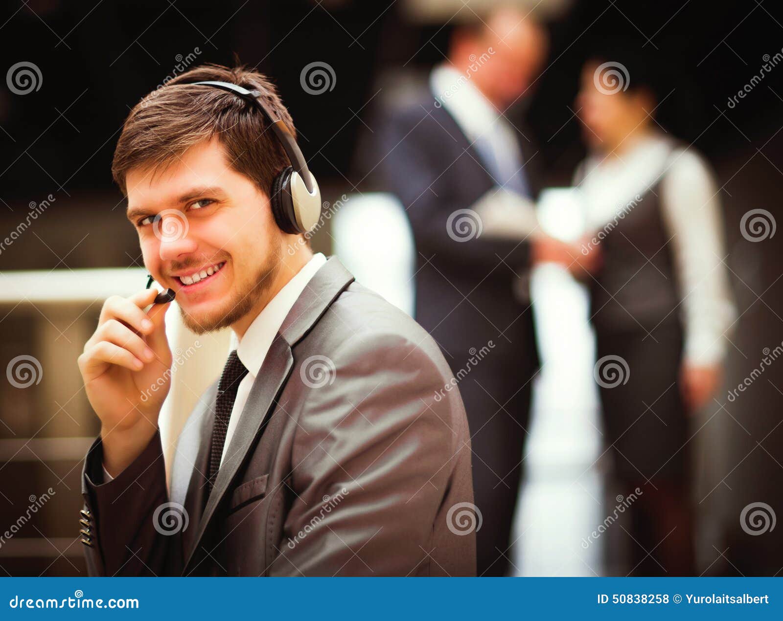 Man working at callcenter stock photo. Image of businessman - 50838258