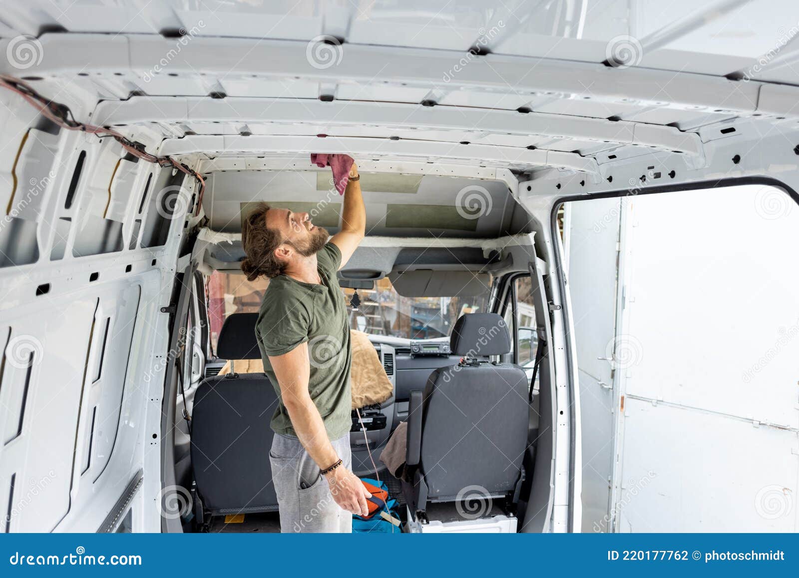 Man Working on a Camper Van Conversion Stock Photo - Image of work ...