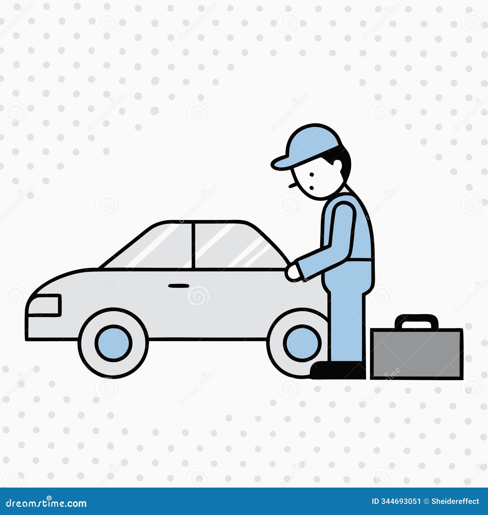 A Man is Working on a Car with a Toolbox beside Him Stock Image ...