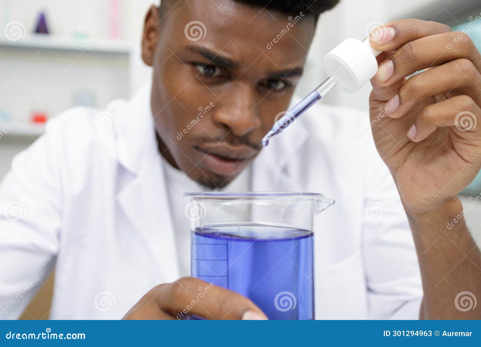 Man Working Carefully with Test-tube at Laboratory Stock Image - Image ...