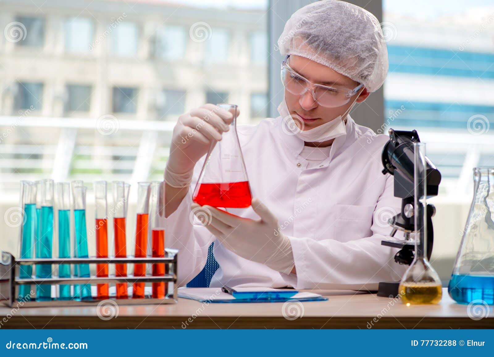 The Man Working in the Chemical Lab on Science Project Stock Photo ...