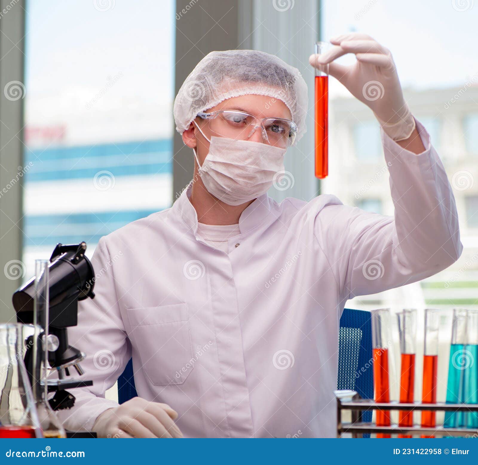 Man Working in the Chemical Lab on Science Project Stock Photo - Image ...