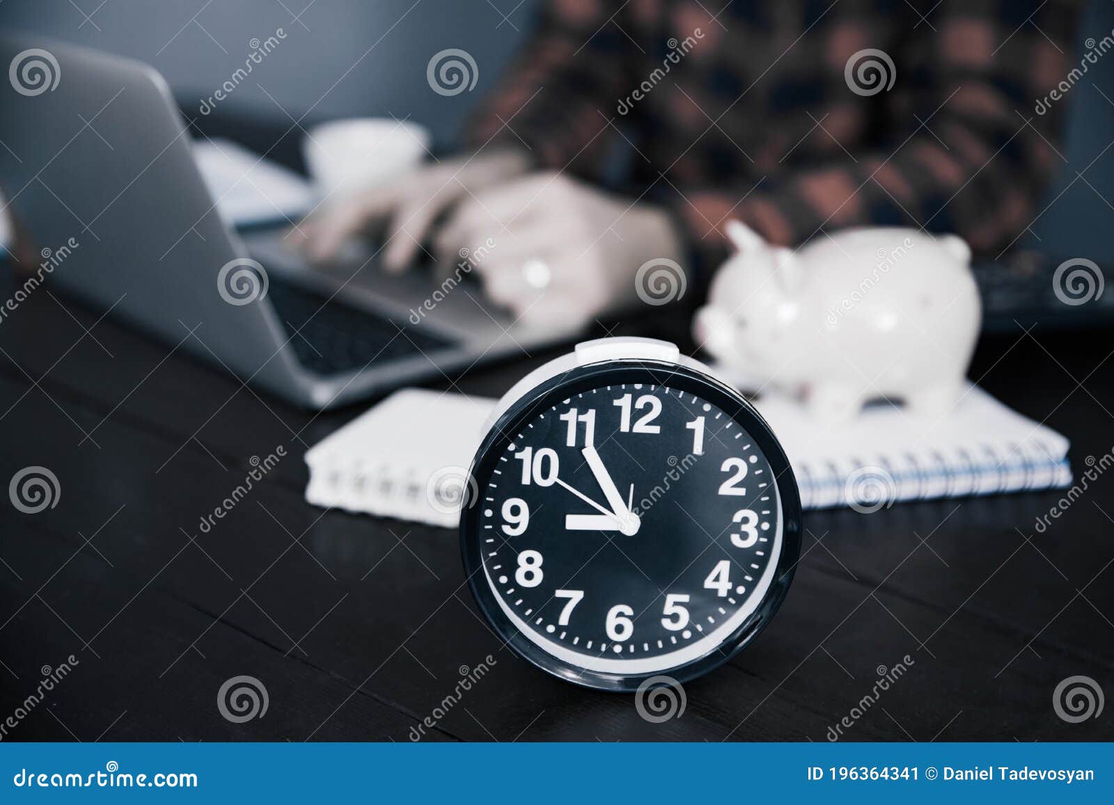 Man Working with Clock on Desk Stock Image - Image of businessman, desk ...