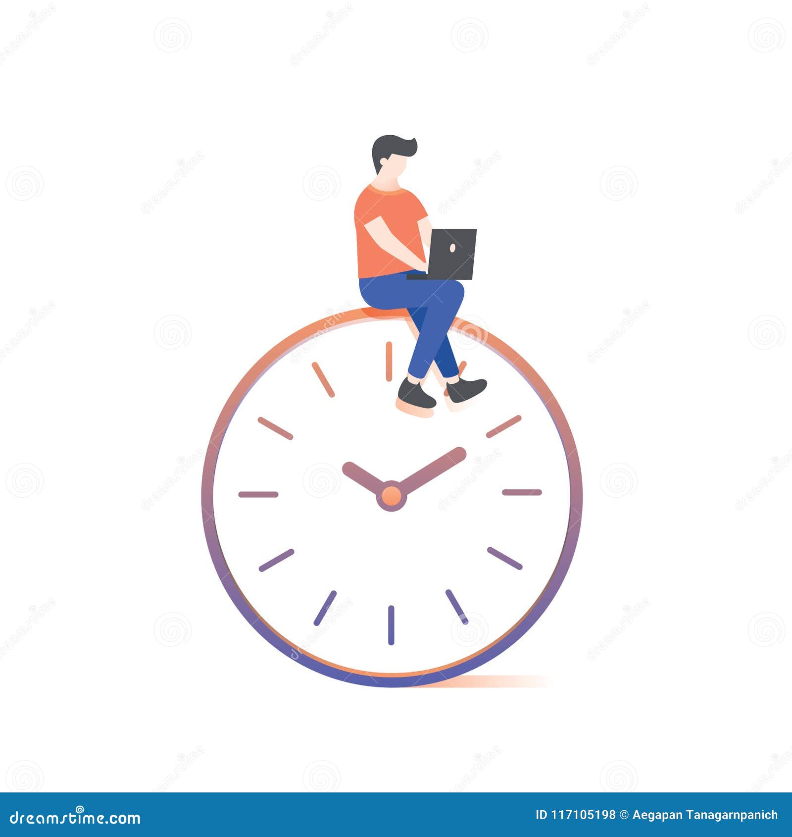 The Man Working on Clock Illustration Vector on White Background Stock ...