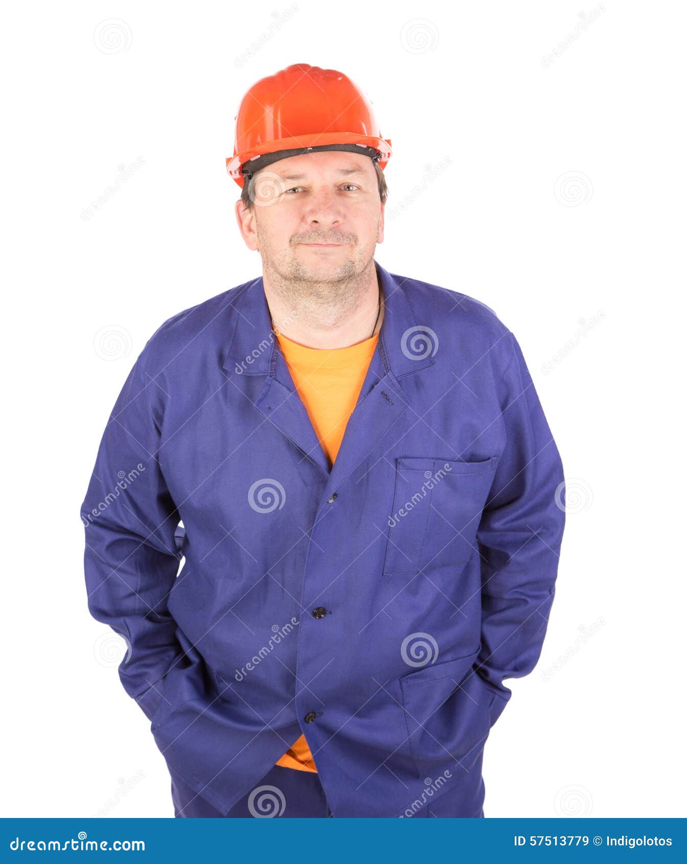 Man Working Clothes with Arms in Pockets. Stock Image - Image of ...