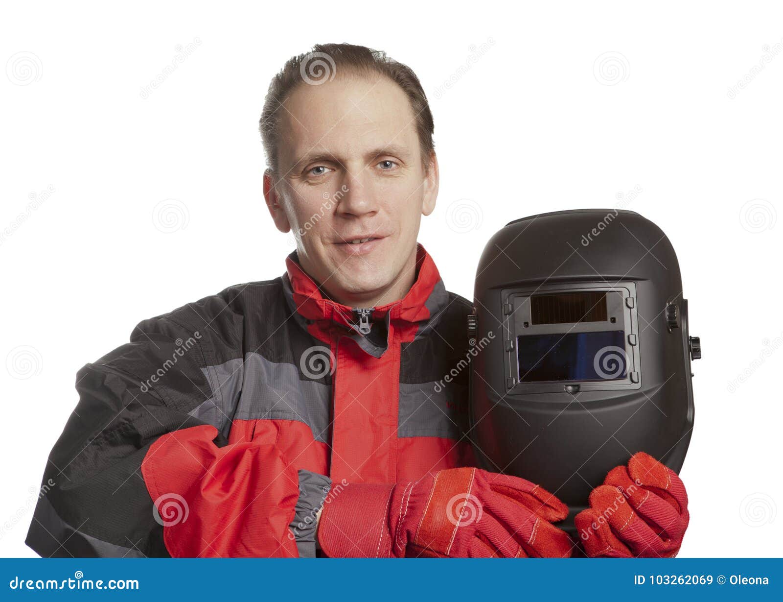The Man in Working Clothes and a Welder Mask Stock Image - Image of ...