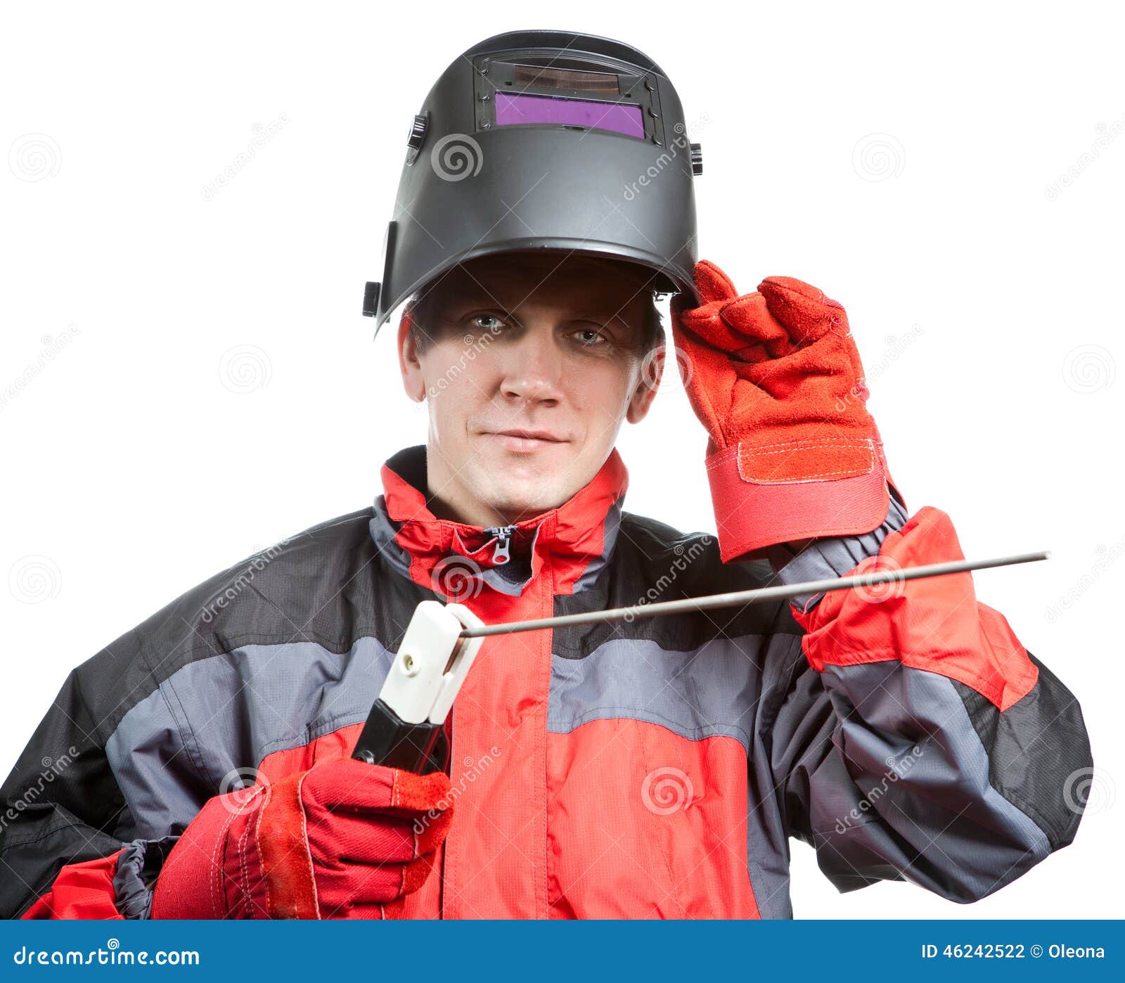 Man in Working Clothes and a Welder Mask Stock Photo - Image of adult ...