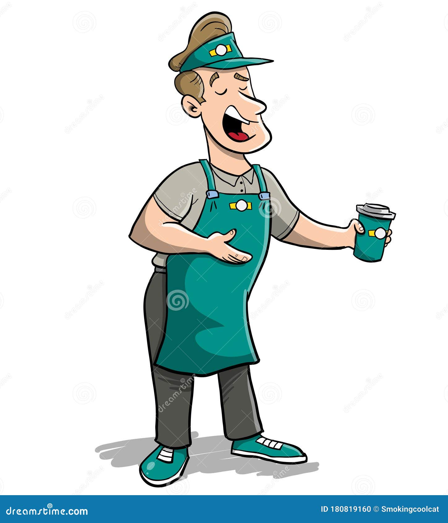 Man Working in a Coffee Shop Stock Vector - Illustration of cartoony ...