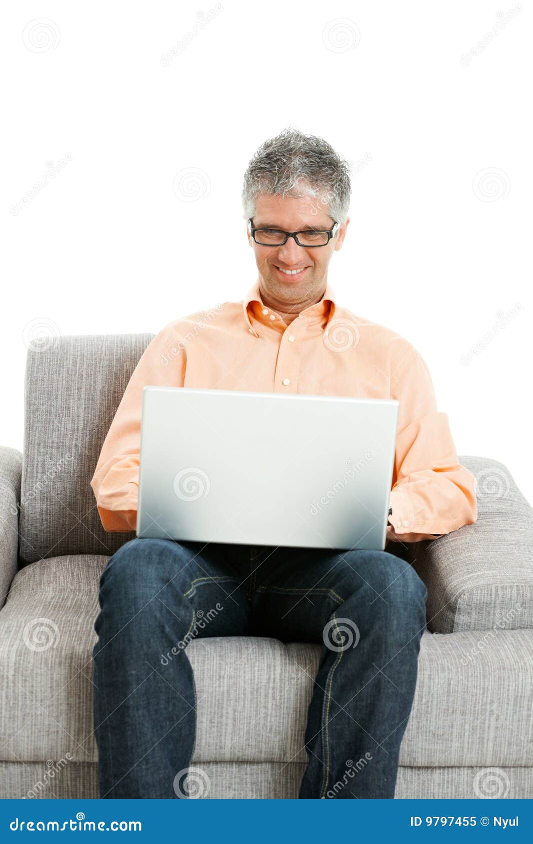 Man working on computer stock image. Image of happiness - 9797455