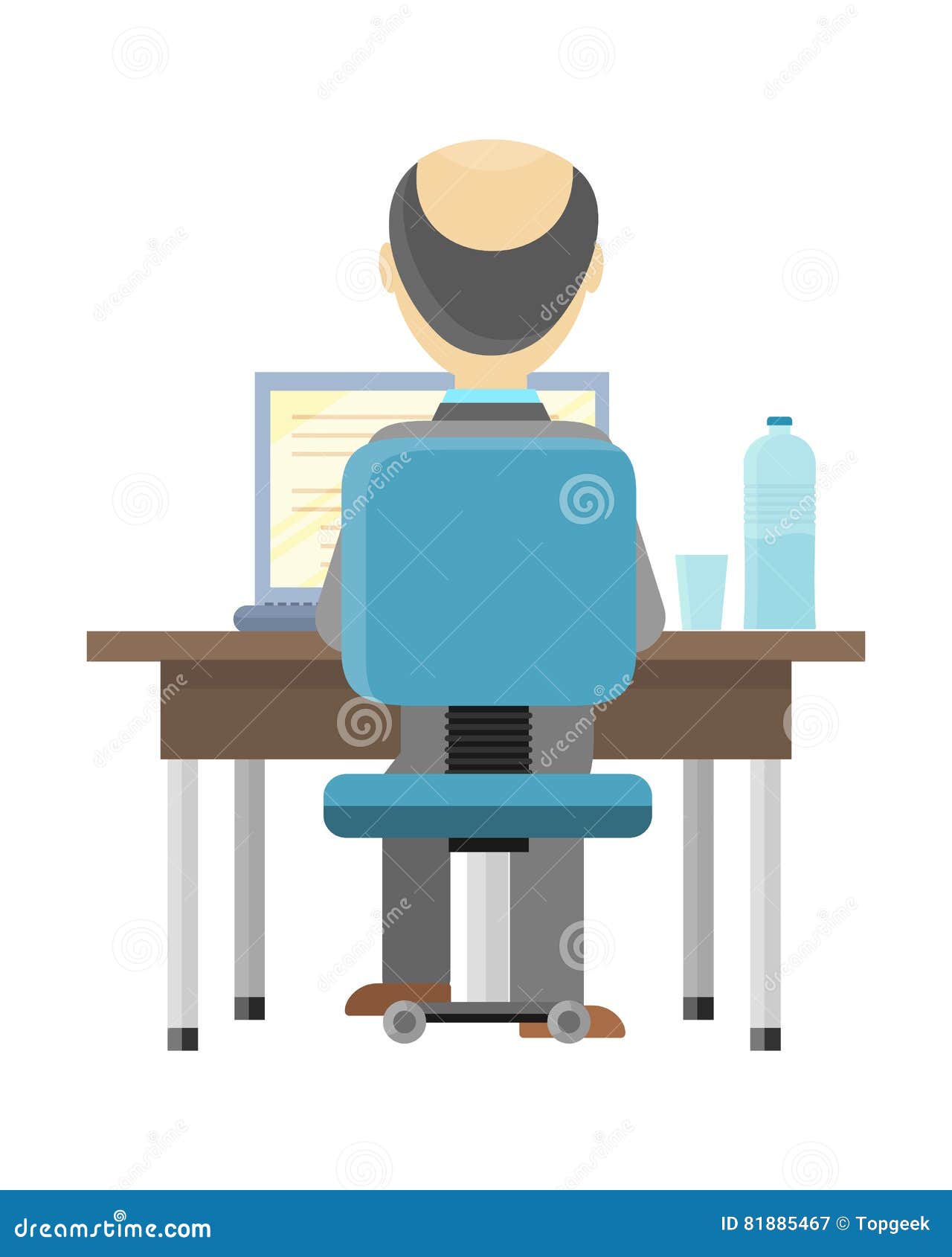 Man Working on the Computer Stock Vector - Illustration of business ...