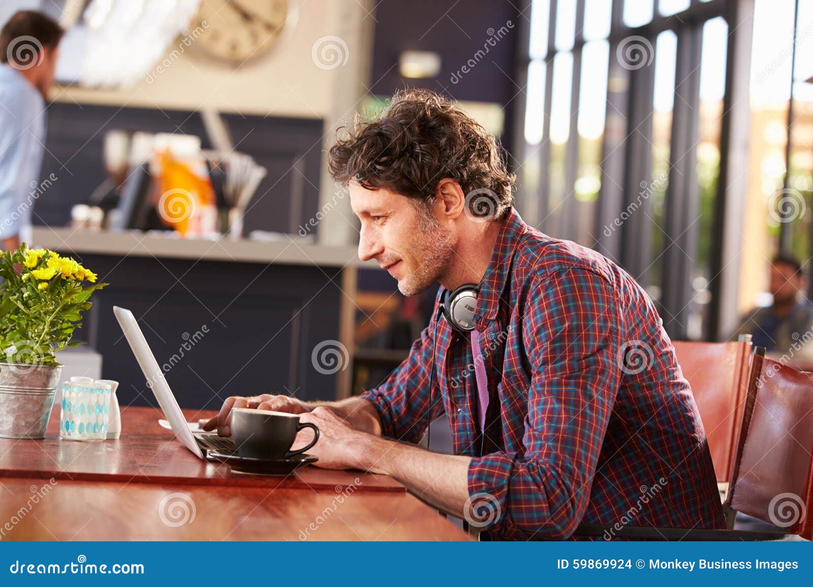 6,208 Man Working Computer Coffee Shop Stock Photos - Free & Royalty ...