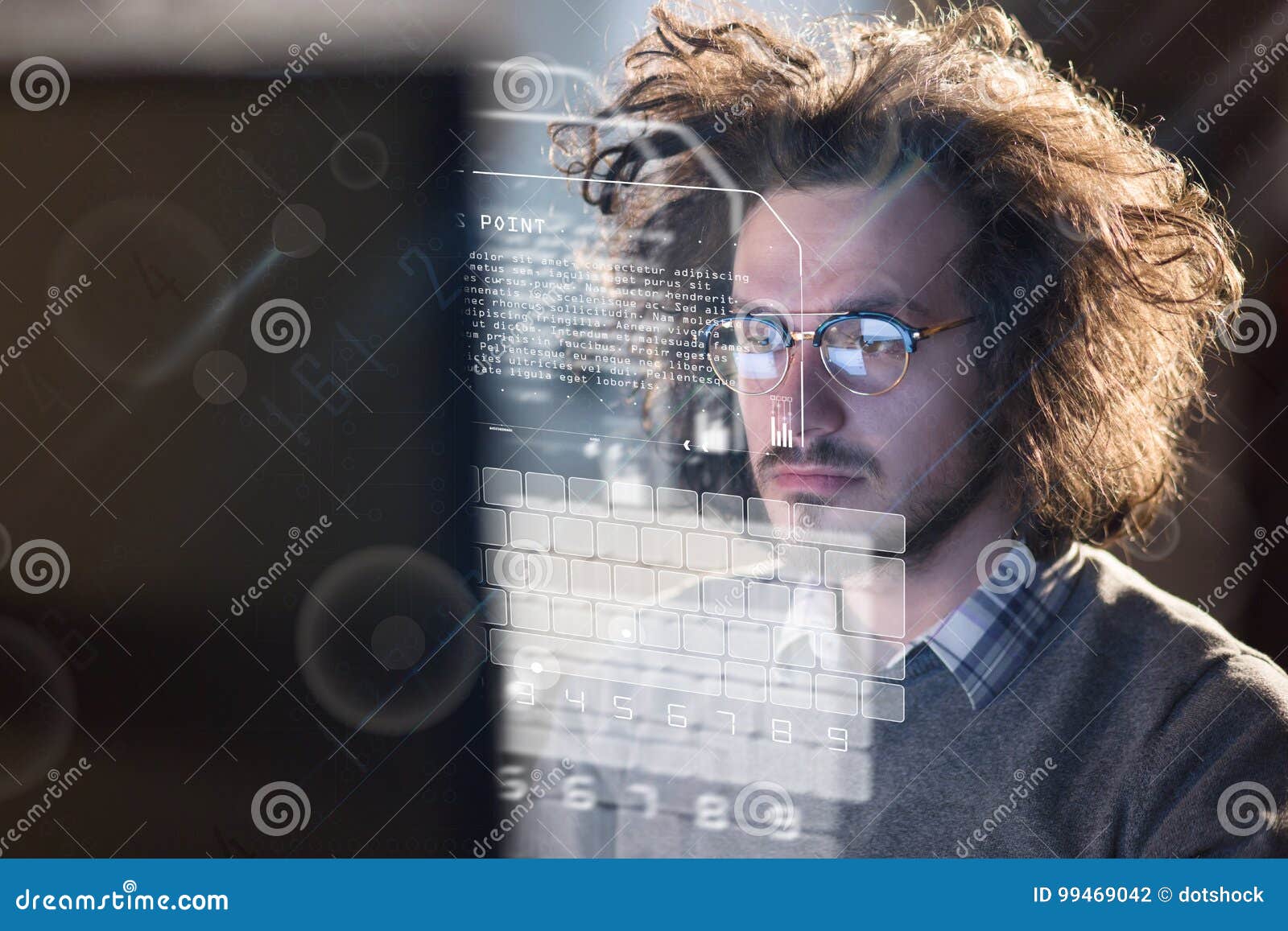 Man Working on Computer in Dark Office Stock Photo - Image of late ...
