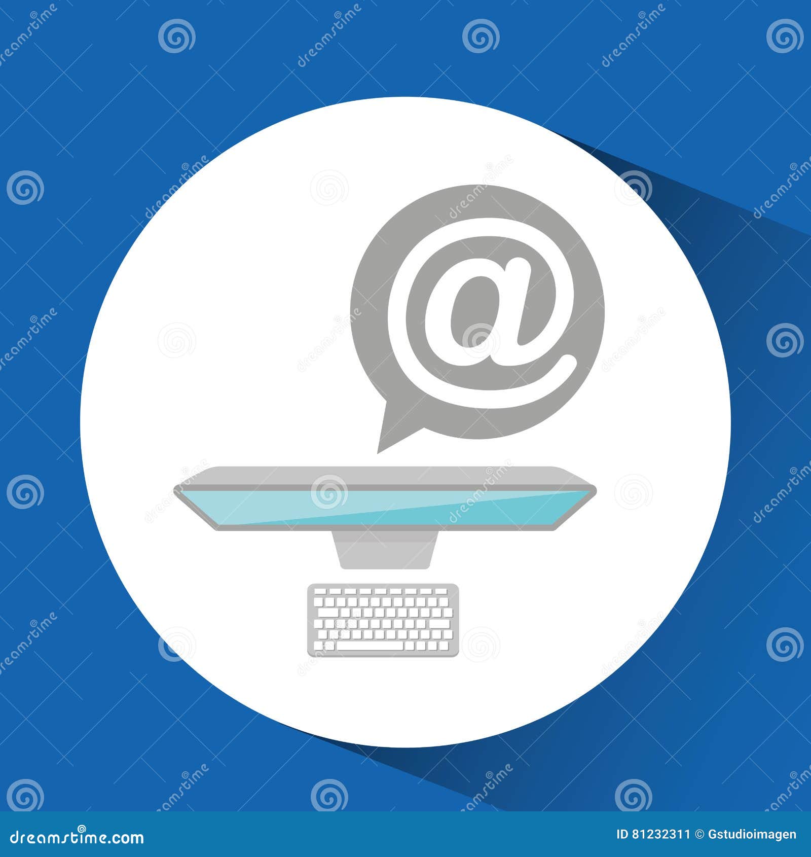 Man Working Computer Mail Media Design Stock Vector - Illustration of ...