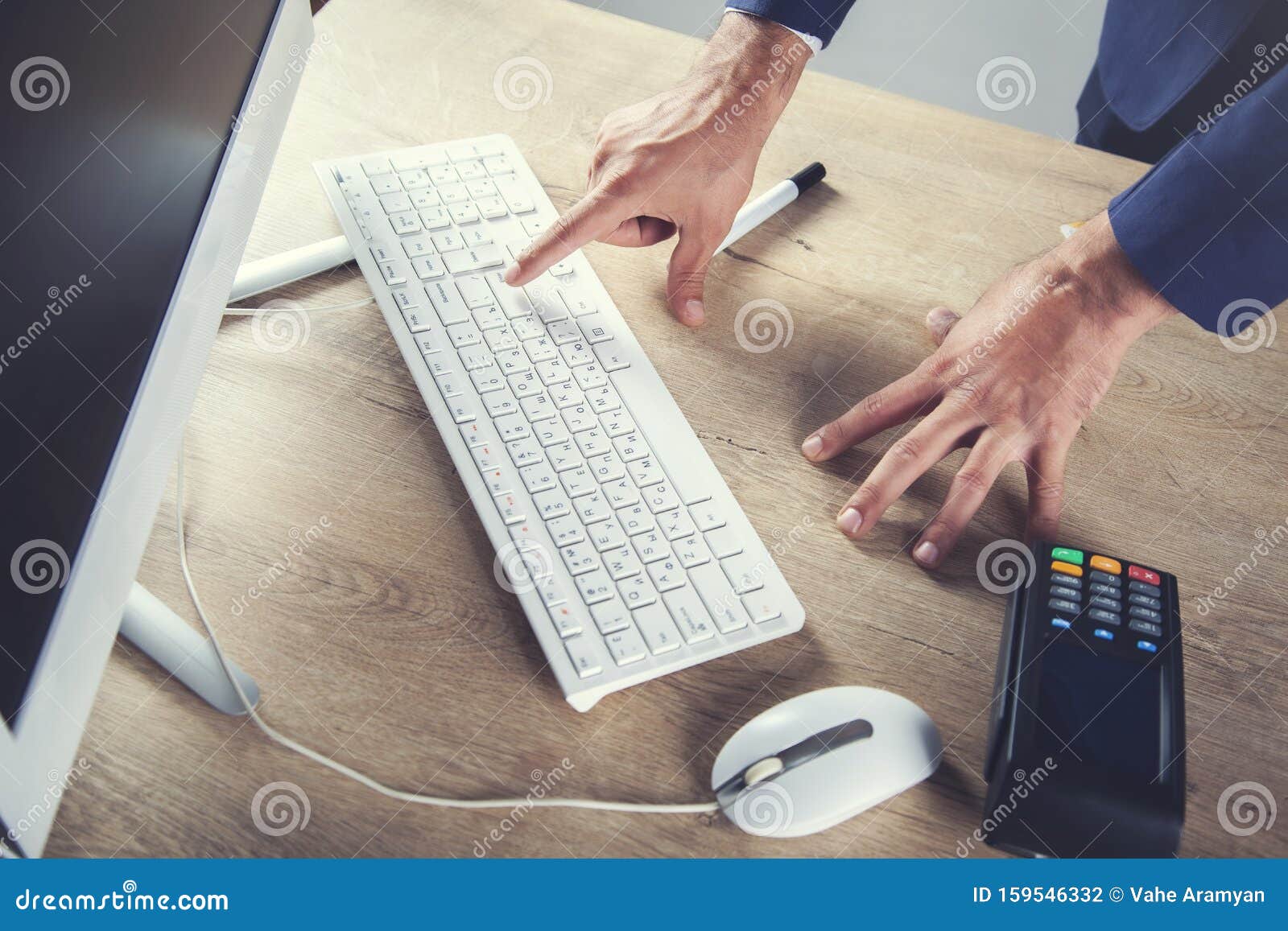 Man working in computer stock photo. Image of technology - 159546332
